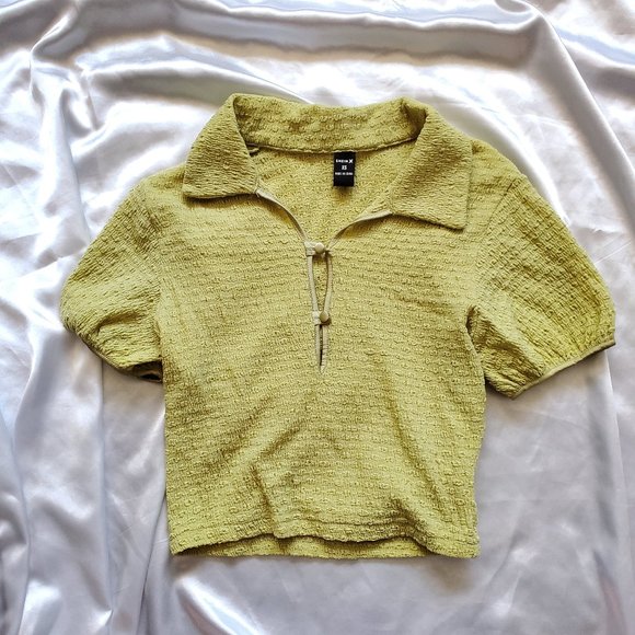 SHEIN | Tops | Shein 9s Chartreuse Textured Retro Top | Poshmark